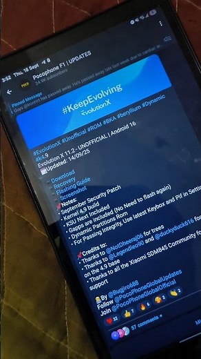 Evolution X Android 16 on Poco F1 🚀 | First Look & Intro | Custom ROM #PocoF1 #Android16 #EvolutionX
