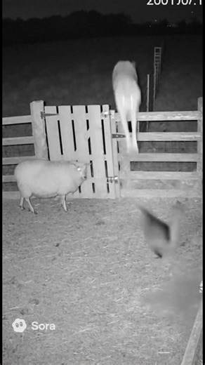 Cat protects sheep from wolves