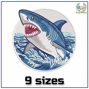 Shark PATCH Machine Embroidery Design, Realistic Animal, Fish, Nautical, Sea, Ocean, Embroidery, 4x4 Pes Dst Hus Jef - Etsy
