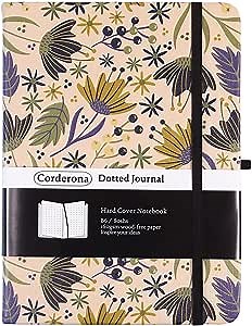 B6 Floral Bullet Dotted Journal 160gsm Thick Paper Hard Cover Elastic Band Inner Pocket Pen Loop Dot Grid Notebook