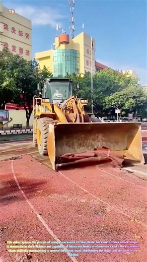 Excavator Clearing Plastic Track Mats from Campus 🏗🚧