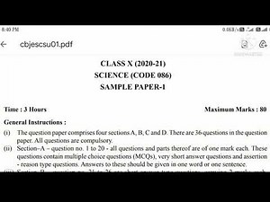 Science Class 10 Sample Paper Cbse Exam 2021 With Solution.