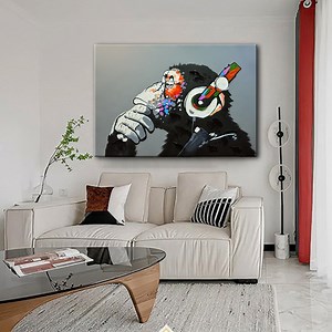 [Hot Item] Most Popular Oil Painting Handmade Animal Chimpanzee Design DIY Wall Art Cool Modern Wall Printing Colorful Decor