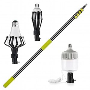 Light Bulb Changer for High Ceilings,4-18FT Bulb Changing Pole Extension for High Ceilings and Recessed Lights, Light Bulb Removal Tool for Household, 4-Piece