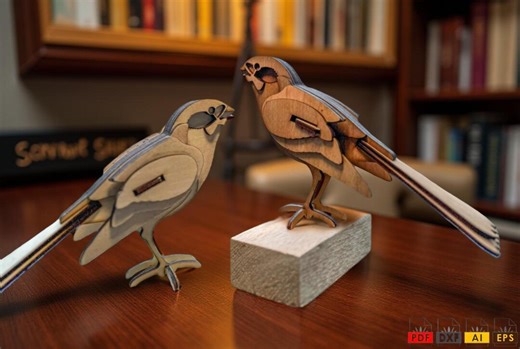 Laser Cut Wooden Bird SVG DXF – Layered Songbird Sculpture, Wooden Nature Decor, Glowforge CNC Laser Project (digital Download) Files Vector - Etsy