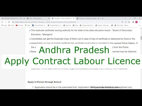 Andhra Pradesh - Obtain Contract Labour Licence for Contractor (Online)