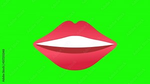 Anatomical Mouth icon animation on green background. Animated Anatomical Body icons. Mouth cartoon animation with alpha channel. Key color, chroma-key, alpha channel. 4K video