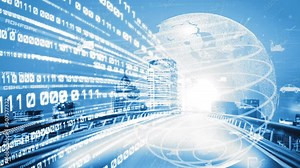 Smart transportation in tacit futuristic city with online traffic control system . Concept of smart digital transformation and technology disruption that changes global trends in new information era .