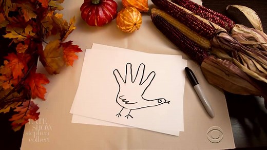 How To Draw A Thanksgiving Hand Turkey | The Late Show with Stephen Colbert