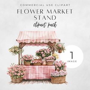 Watercolor Flower Farmers Market Stand Clipart, Market Day Whimsy, PNG, Cottagecore Floral Stall, Rustic Farm Sublimation - Etsy