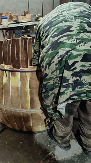 The process of fixing a wooden drum- Good tools and machinery make work easy