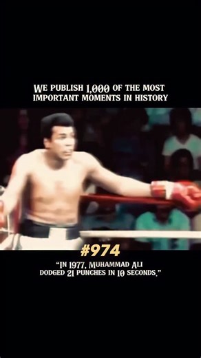 Eventus on Instagram: "In 1977, boxing legend Muhammad Ali demonstrated his extraordinary speed and reflexes in a televised exhibition. During the showcase, Ali faced a lightning-fast flurry of 21 punches thrown within just 10 seconds — yet he dodged every single one with his trademark agility, precision, and effortless confidence."