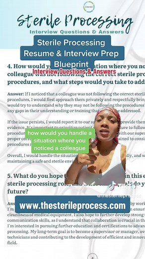 #greenscreen This is a real question that could potientially be asked! Fun fact‼️ I was asked this question before & blew it. I said everything but report to manager. 🤣 I aint no snitch! but yall in all seriousness, keep in mind that we are dealing directly in patient care, mistakes are common but should be corrected to avoid life threatenting consequences. I made the mistakes, so you dont have to. 🙂 Download the ‘Resume & Interview Blueprint’ 🔗 in bio or www.thesterileprocess.com P.S. *If it
