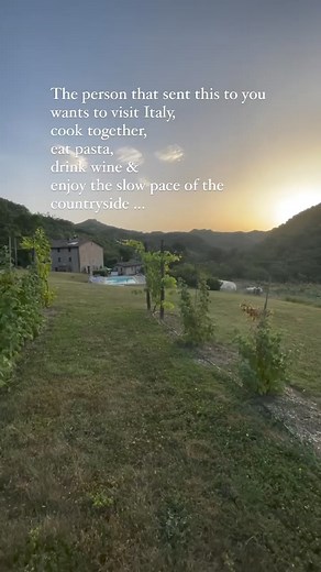 The person that sent this to you wants to visit Italy, cook together, eat pasta, drink wine & enjoy the slow pace of the countryside …Take this as a hint! It’s time to plan your next trip to Italy & a stay at our farmhouse & cooking school! #latavolamarche #cookinginitaly #italyvibes #slowtravel | La Tavola Marche (Farm, Inn & Cooking School)