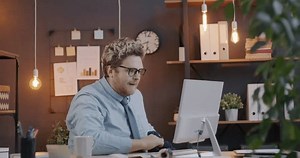 Loop Excited Young Businessman Looking Computer Stock Footage Video (100% Royalty-free) 3511098033 | Shutterstock