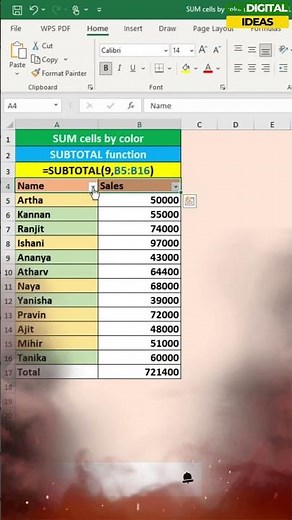 How to SUM Cells by Background Color in Excel Color Based Summing Formula #exceltips