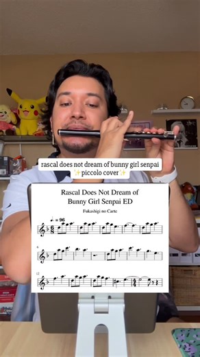 dannii on Instagram: "flashback to when this song was trending on the Tok LOL piccolo cover of rascal does not dream of bunny girl senpai w notes for guidance! enjoy! 😭😭😭 #flute #fluteplayer #flutemusic #bandkids #flutes"