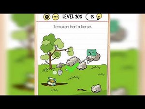 Kunci Jawaban BRAIN TEST LEVEL 200 Temukan Harta Karun. Geser batu ketemu tanda X ambil sekop gali