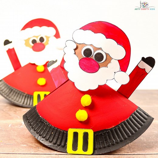 ROCKING PAPER PLATE SANTA https://www.artycraftykids.com/christmas/rocking-paper-plate-santa/ | Arty Crafty Kids