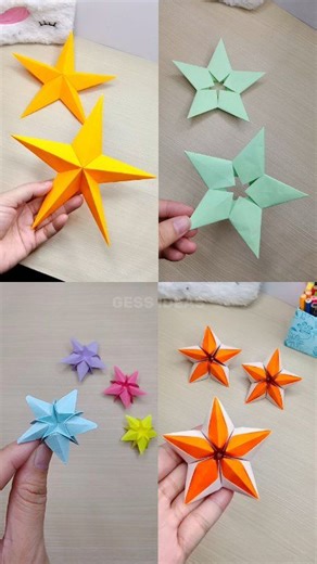 Easy and beautiful DIY paper stars ideas easy to make for beginners and kids #easycraftsidea #paperstars #handmadecrafts #papercraft #diycrafts #GessIdeas | Gess Ideas