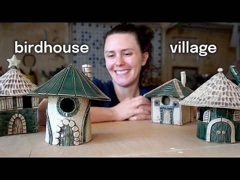 I made a birdhouse village out of clay