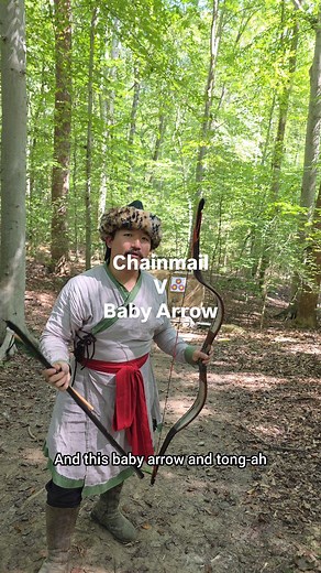 Baby arrow vs Chainmail- who will win? #archery #mongolbow #archer #thumbdraw #horsebow #history #renfaire #armor #armortest #viralreelsvideo #medieval #historicalcostume | DK Ngoc