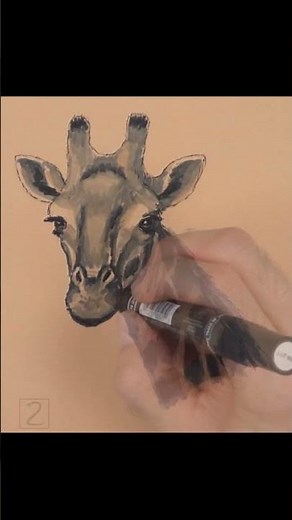 Giraffe Sketch (Pen and Markers)