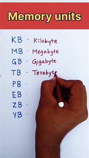 Memory units| full form of kb,mb,gb,tb,pb etc #shorts