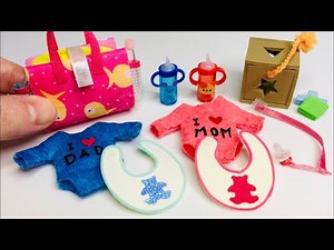 DIY MINIATURE BABY DOLL HACKS & CRAFTS / Baby Clothes, Sippy Cup, Bib and MORE