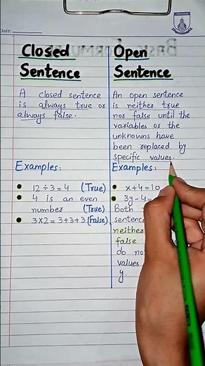 Closed and Open Sentences | Maths Shorts | YouTube Viral Shorts | Maths Trick