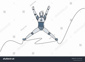 Single One Line Drawing Happy Robot Stock Vector (Royalty Free) 2413920209 | Shutterstock