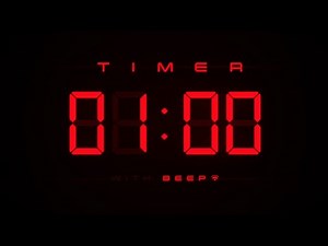 1 Minute Countdown Timer ⏱ Digital RED Clock with Alerts ⭕️