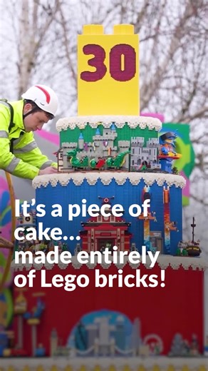 Legoland unveils giant LEGO birthday cake for 30th birthday.