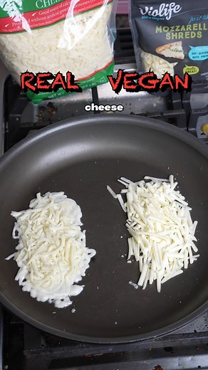 Real vs vegan Mozzarella cheese melt test #vegan #testing #melting #foodies #viral #reels | Noah Klein 614Lyfe