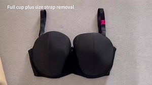 Strapless Full Cup Plus Size Bra 34-42 DD E F FF G GG H JJ Halter Collar Polyester Material