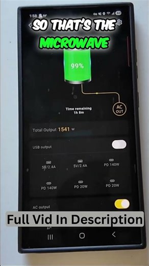 Inverter Power Test: Microwave Draws 1537 Watts! #shorts