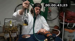 36K views · 1K reactions | Fastest time to chug a beer  through your nose  after opening it with a cd  | L.A. Beast | Facebook