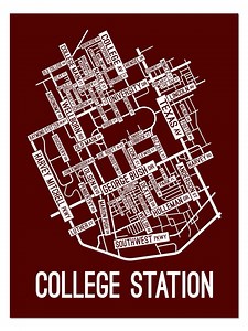 College Station, Texas Street Map - Poster, Acrylic, Framed, and Metal Prints - Etsy