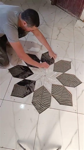 Technique and skills of Floor Tiles decorations #viral #construction #shorts #youtubeshorts #video