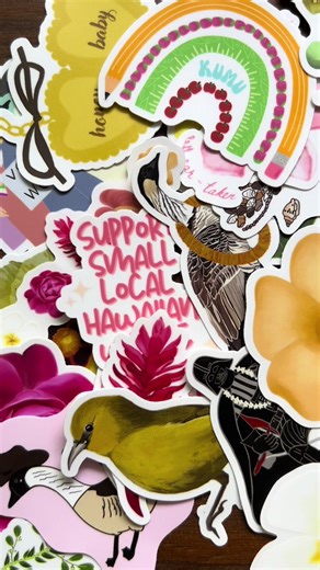 Are you ready for Merrie Monarch? We’re getting ready! We will be at Prince Kuhio Plaza - Thursday, Friday & Saturday from 10am-6pm. We will have these stickers, 3 different t-shirts and native bird hair clips. Come come 🫶🏼🤙🏽 #hawaii #merriemonarch