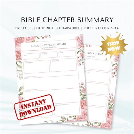 Bible Chapter Summary Template Printable | Scripture Reflection Worksheet (digital PDF) - Etsy