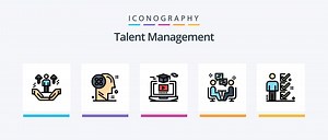 Download Talent Management Line Filled 5 Icon Pack Including video. degree. brainstorming. setting. solution. Creative Icons Design for free