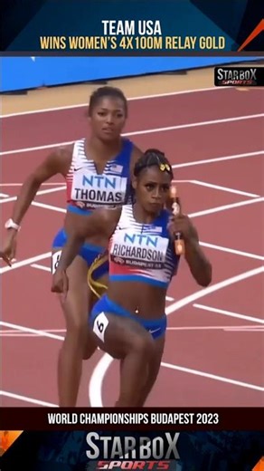 Team USA 🇺🇸 Wins Women’s 4x100m Relay Gold | World Championships Budapest 2023 #shorts #sports