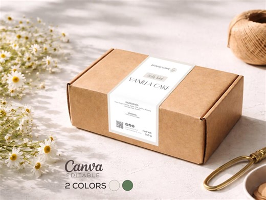 Cake Box Seal Label Template, Editable Cake Packaging Sticker, Printable Bakery Box Label, Canva Template (digital Download) - Etsy