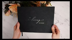MUUJEE In Loving Memory Funeral Guestbook w/Pen & Box(Design 3) - Celebration of Life Wake Memorial Service Registry Book for Guest Signing, 60 lined Pages, Silver Embossed, Black Hardcover, 7"x9.5"