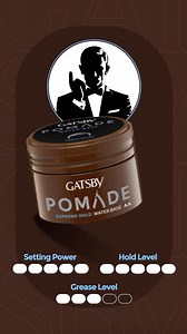 Pomade. Styling Pomade. Recreate the iconic style that made everyone want to be a spy, with Styling Pomade Supreme Hold. بوماد. تسريحة بوماد. سرّح شعرك بطريقة أشهر الجواسيس، مع ستايلينج بوماد سوبريم هولد. #YallaGATSBY #BeReady #AlwaysReady #MensStyle #MensGrooming #HairGel #StylingGel #GATSBY #BarberStyle #LicenseToStyle #جاتسبي #يلا_جاتسبي #خلك_جاهز #دائماً_جاهز #أناقة_جاتسبي #جل_جاتسبي #تسريحة_رائعة | GATSBY