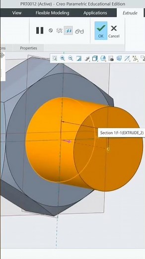 creo Parametric tutorial nut llnut design with internal threads ll