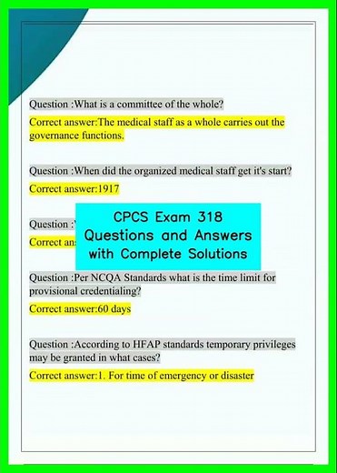 CPCS Exam 318 Questions and Answers with Complete Solutions video