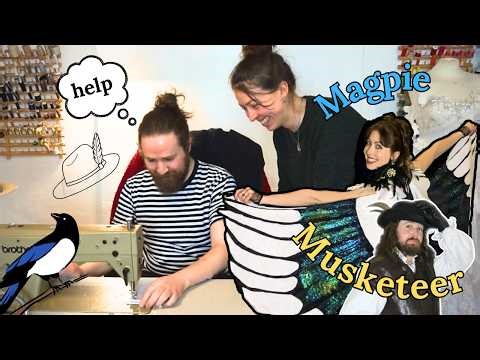 Making magpie wings and teaching my boyfriend to sew! Crafting our fancy dress costumes for my 30th!