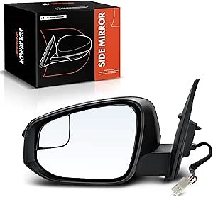 A-Premium Driver Side Power Door Mirror - Compatible with Toyota RAV4 2016 2017 2018 - Heated Manual Folding Black Smooth Outside Rear View Mirror w/Turn Signal and Blind Spot Detection
